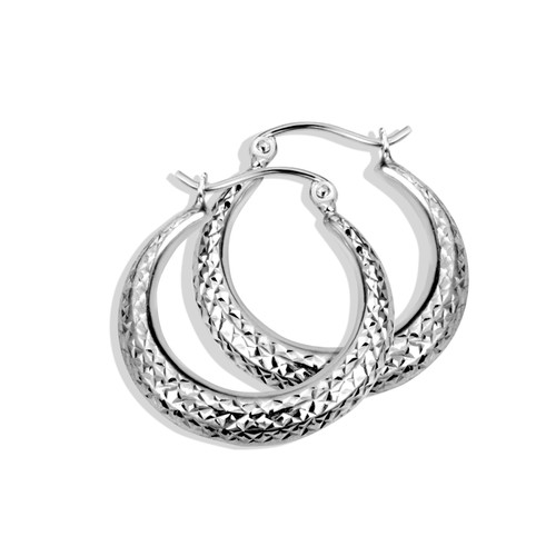Gold Classic Diamond Cut Textured Hoop Earrings | Factory Direct Jewelry
