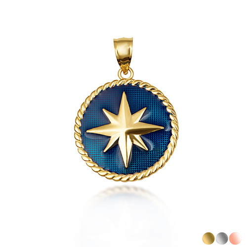 Gold Enamel Compass Rose Medallion Pendant Necklace | Factory Direct ...