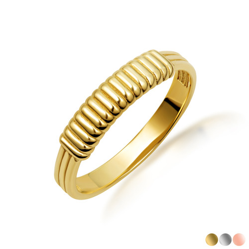 Gold Ribbed Band Statement Ring | Factory Direct Jewelry