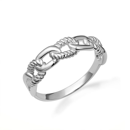 .925 Sterling Silver Chain Link Band Ring | Factory Direct Jewelry