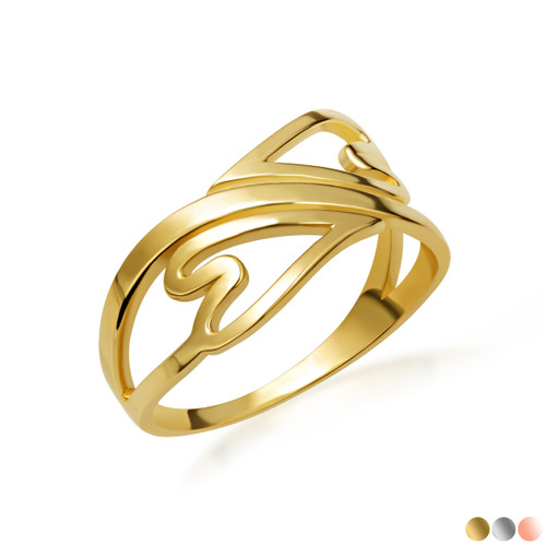 Gold Elongated Double Heart Love Ring | Factory Direct Jewelry