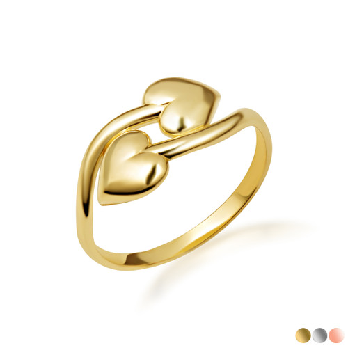 Gold Double Heart Love Band Ring | Factory Direct Jewelry