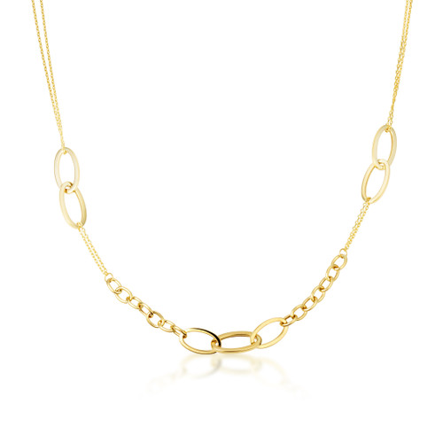 14K Yellow Gold Oval Chain Link Necklace | Factory Direct Jewelry
