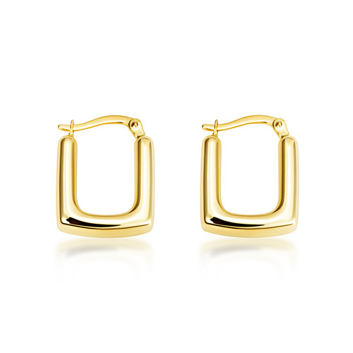 14K Yellow Gold Square Hoop Earrings | Factory Direct Jewelry