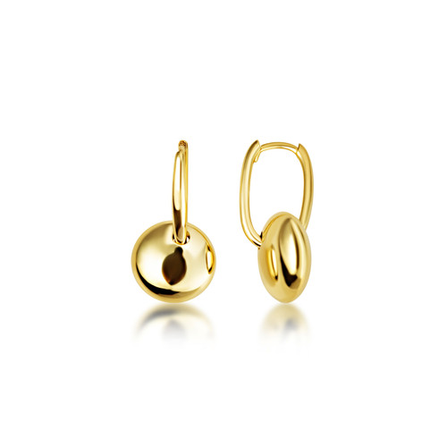 14K Yellow Gold Round Drop Dangle Earrings | Factory Direct Jewelry
