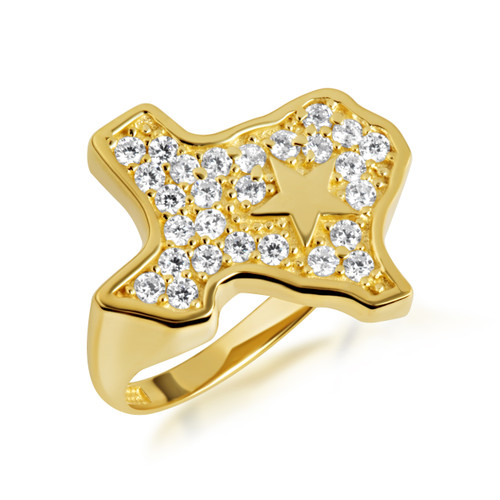 Gold Texas Lone Star State Map Cubic Zirconia Ring | Factory Direct Jewelry