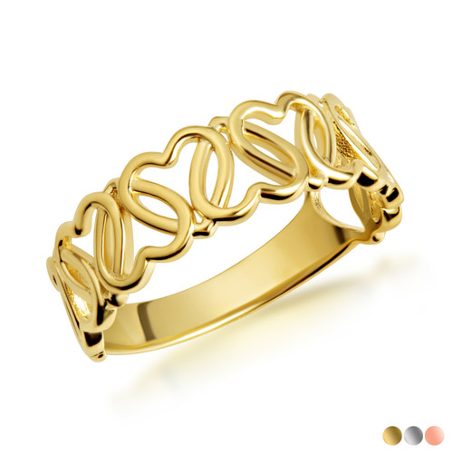 Gold Interlocking Hearts Love Band Ring | Factory Direct Jewelry
