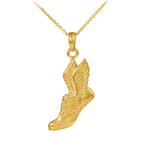 14K Polished Running Shoe Pendant