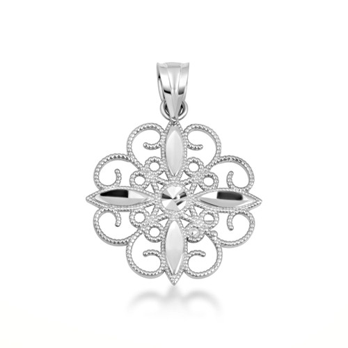 .925 Sterling Silver Diamond Cut Filigree Pendant Necklace | Factory ...