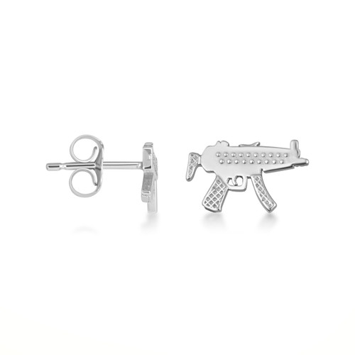 .925 Sterling Silver Machine Gun Stud Earrings | Factory Direct Jewelry