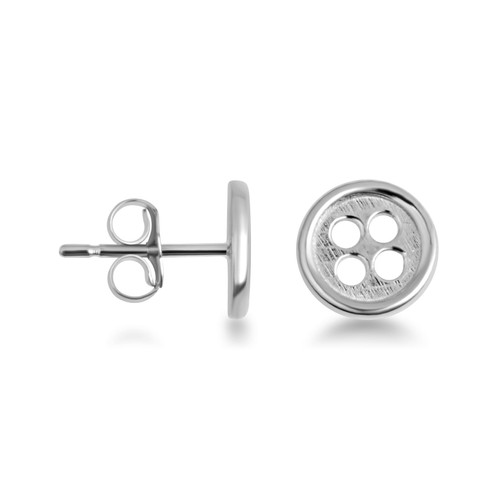 .925 Sterling Silver Button Stud Earrings | Factory Direct Jewelry