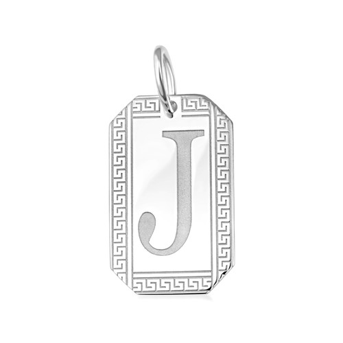 .925 Sterling Silver Engravable Letter "A-Z" Initial Greek Key Dog Tag ...