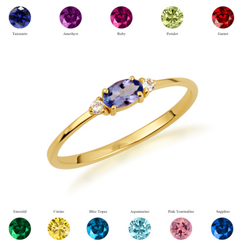 Gold Personalized Oval Gemstone Ring | Factory Direct Jewelry