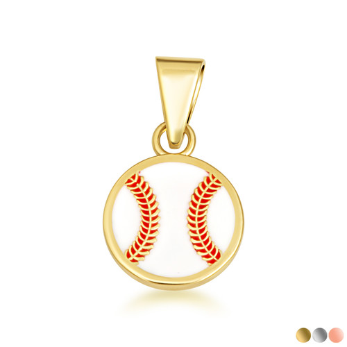 Gold Enamel Baseball Sports Pendant Necklace | Factory Direct Jewelry