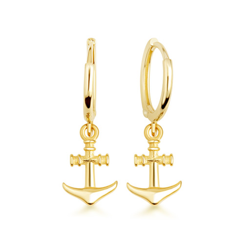 14K Gold Anchor Earrings | Factory Direct Jewelry