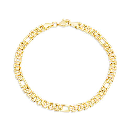 14k Solid Gold Railroad Chain Link Bracelet | Factory Direct Jewelry