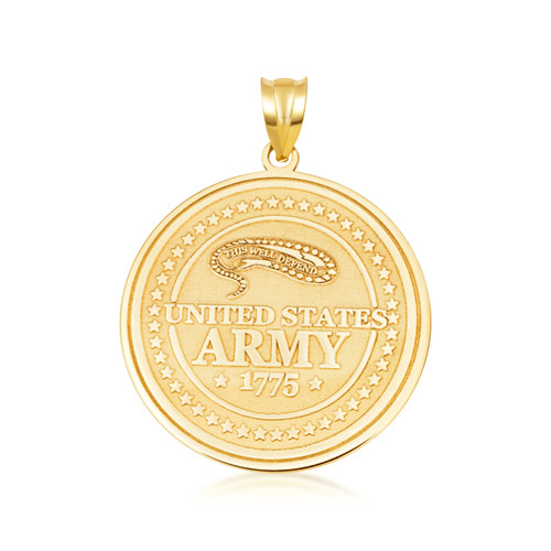 Yellow Gold United States Army Medallion Pendant Necklace | Factory ...