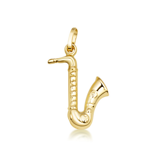 14K Gold Saxophone Music Pendant Necklace | Factory Direct Jewelry