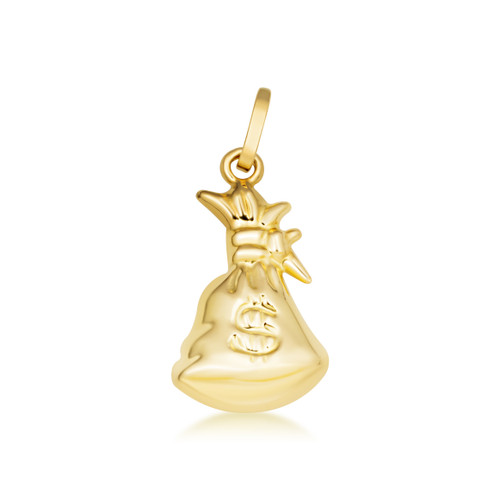 14K Gold Money Bag Pendant Necklace | Factory Direct Jewelry
