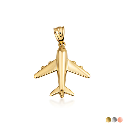 10K/14K Solid Gold Airplane Pendant Necklace | Factory Direct Jewelry