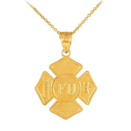 Solid Gold Fire Department Firefighter Badge Pendant | Factory Direct ...