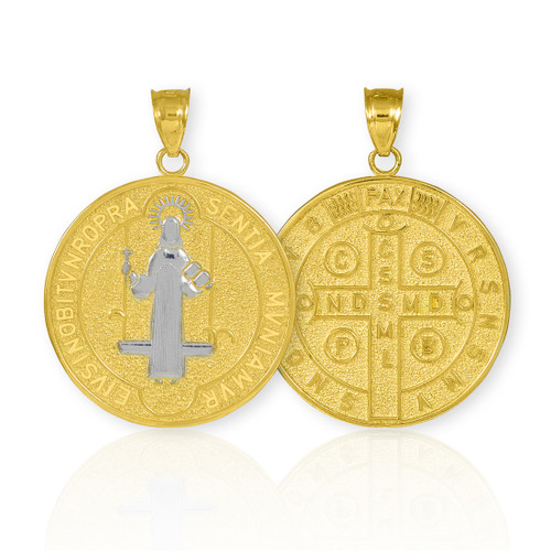 Solid Gold St. Benedict Coin Medallion Pendant (M)