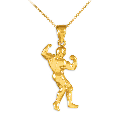 Full Bodybuilder Gold Sports Pendant | Factory Direct Jewelry