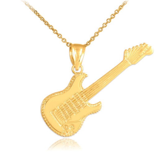 Gold Guitar Charm Pendant(Available in Yellow/Rose/White Gold)