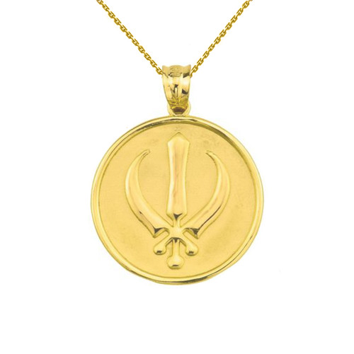 Solid 10K Yellow Gold Sikh Charm Pendant