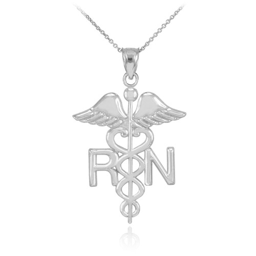 Sterling Silver Registered Nurse RN Medical Necklace