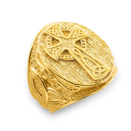 Gold Men's Celtic Trinity Knot Engravable Signet Ring | Factory Direct ...