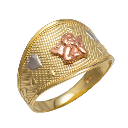 Gold Angel Hearts Ring | Angel Rings