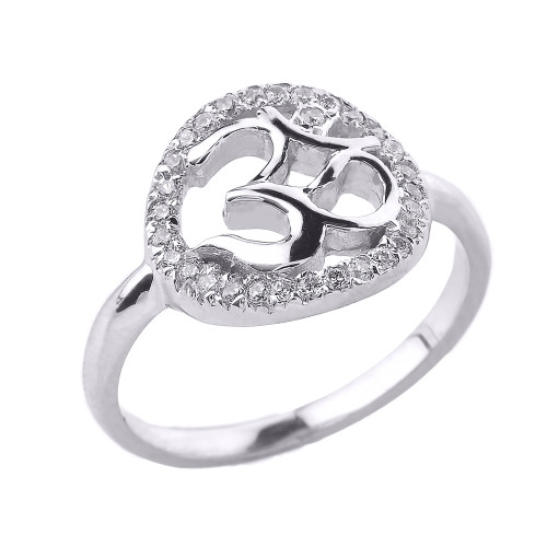 White Gold Diamonds Studded Om/Ohm Ring