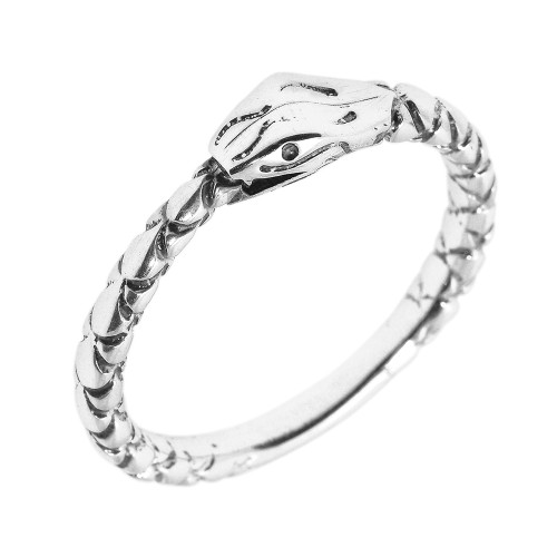 .925 Sterling Silver Ouroboros Serpent Snake Ring | Factory Direct Jewelry