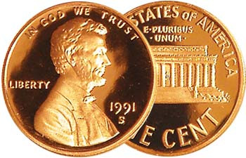 1991-S Lincoln Cent Proof | International Coins & Currency