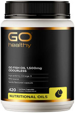 GO Healthy Go Fish Oil 1,500mg Odourless Omega 3 High Potency Wild ...