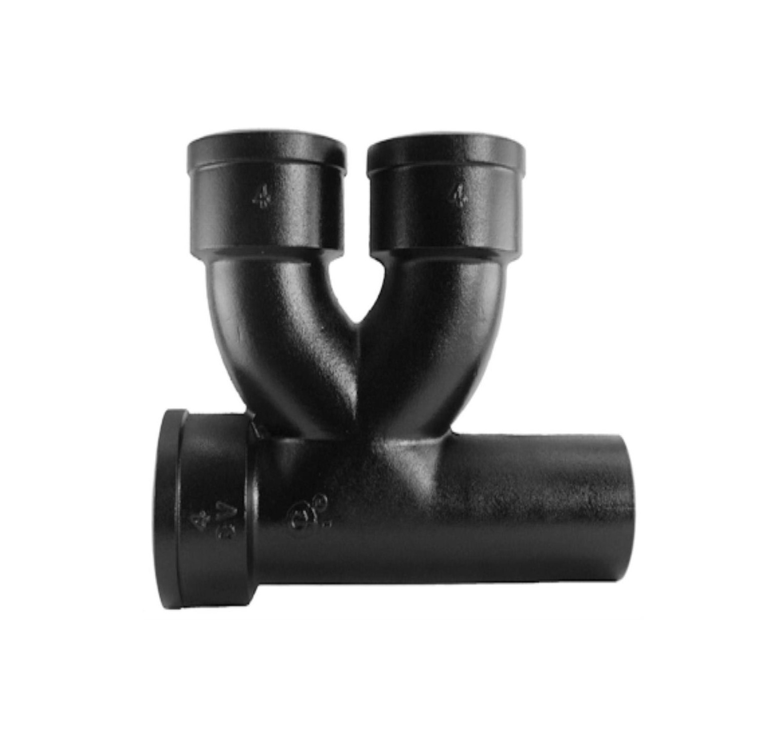 Charlotte Pipe 00618 4" Cast Iron No Hub Double Two-Way Cleanout Tee ...