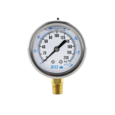 Boshart PG25-200-GNL 2 1/2" Lower Mount Pressure Gauge 304 Stainless ...