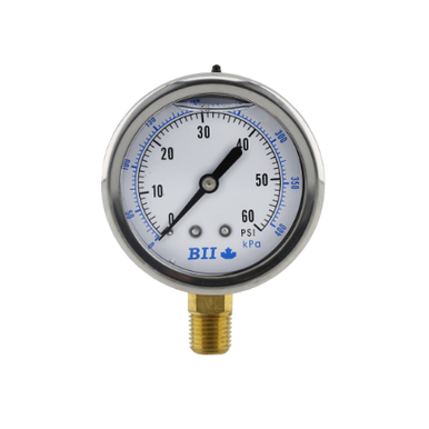 Boshart PG25-300-GNL 2 1/2" Lower Mount Pressure Gauge 304 Stainless ...