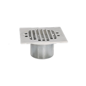 Everflow CRD60-981N 4" Satin Nickel Square Shower Drain 2" Spud With Grid