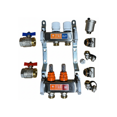 IVAR 503202MNAK1 1" Stainless Steel 2 Port Hydronic Manifold Kit