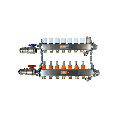 IVAR 514207MNAK1 1-1/4" Stainless Steel 7 Port Hydronic Manifold Kit ...