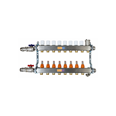 IVAR 514208MNAK1 1-1/4" Stainless Steel 8 Port Hydronic Manifold Kit ...