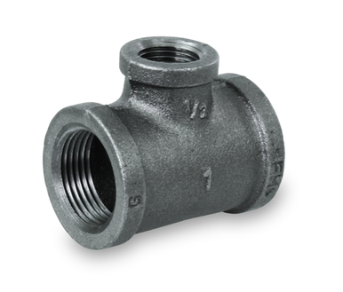 Everflow BMRT1002 1" X 1" X 1/2" Black Malleable Reducing Tee - 24hr Supply
