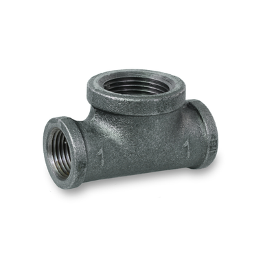 Everflow BMBT1200 1 1/2" X 1 1/2" X 2" Black Malleable Bullhead Tee ...
