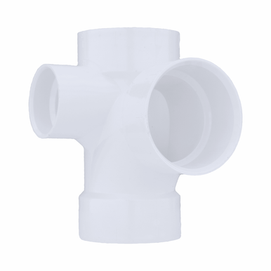 Charlotte Pipe (PVC 00416 1000) 4" X 4" X 4" X 2" DWV Sanitary Tee with ...