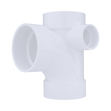 Charlotte Pipe (PVC 00417 1000) 4" X 4" X 4" X 2" DWV Sanitary Tee with ...