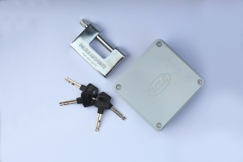 Padlock isolator unit switch for use with electric roller shutter doors ...