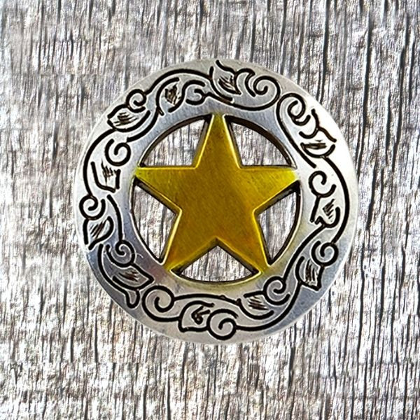 Western Scroll Texas Ranger Star 13/16" Concho - Texas Uniques Store