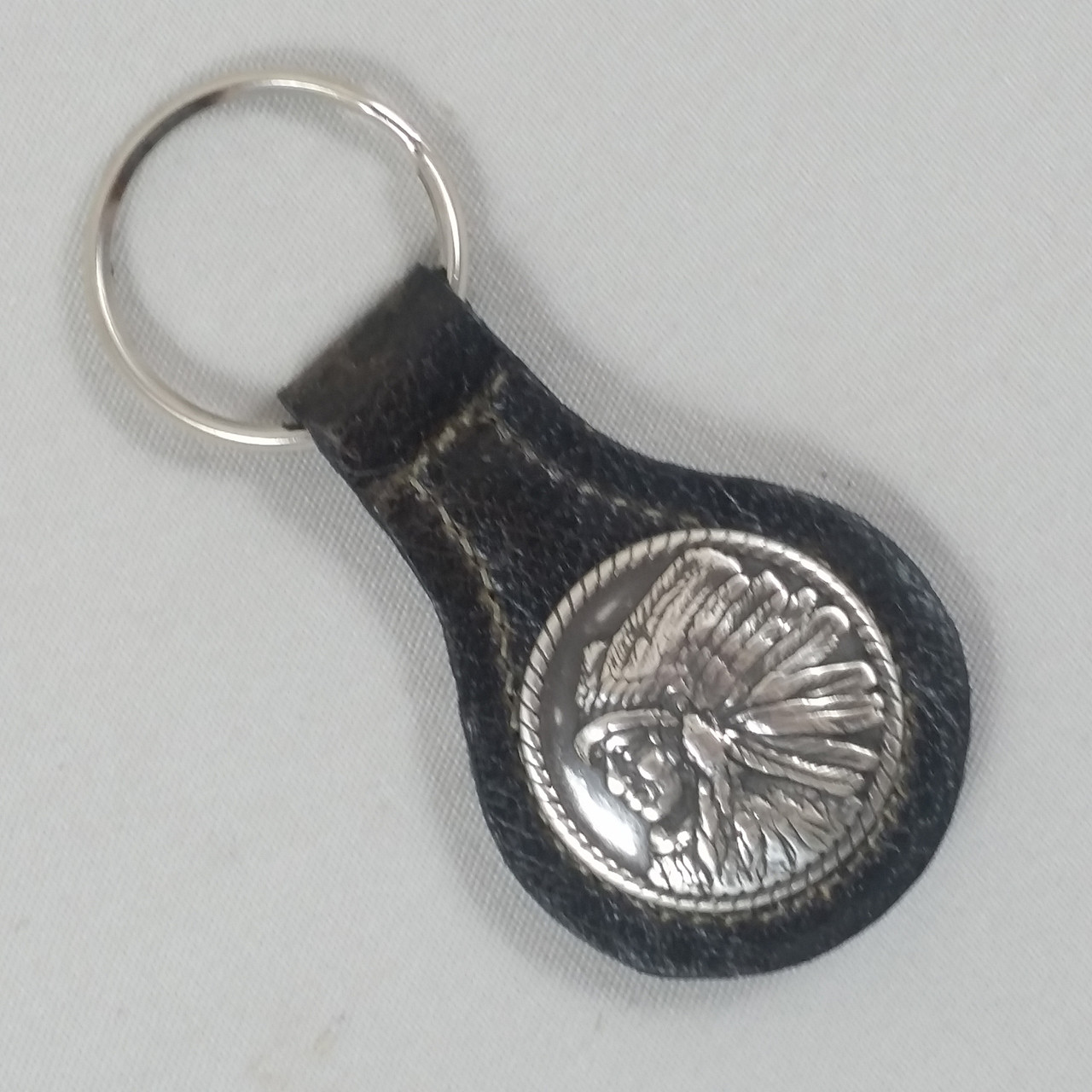Motorcycle Key Fob Indian Chief Profile Left Brown Leather - Texas ...